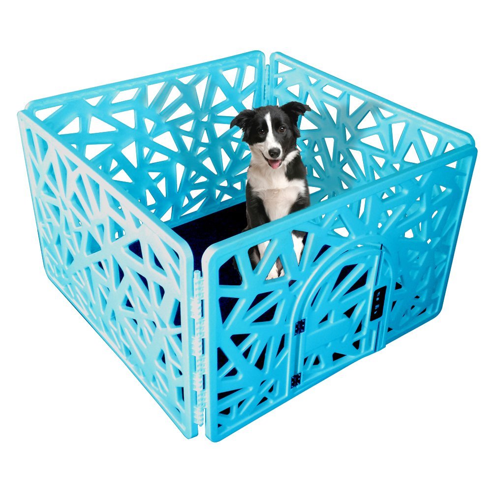Paw Essentials Reinforced 4-Panel Dog / Pet Pen Playpen with Door - Sm ...